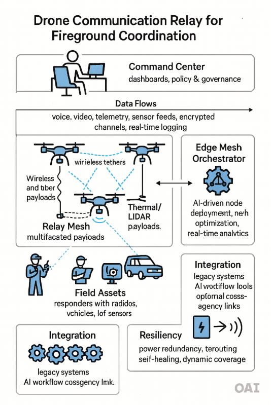 Drone Communication Relay for Fireground Coordination